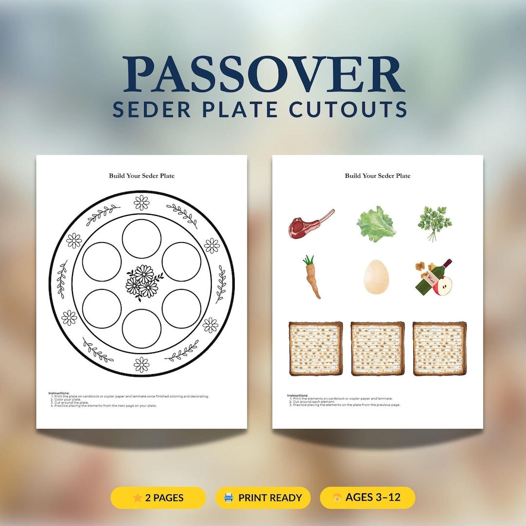 Passover Seder Plate Craft | Kids Printable Cut and Play Activity (ages ...