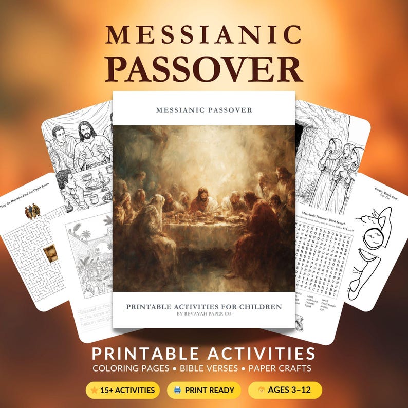 Messianic Passover Coloring Pages & Activity Bundle | Last Supper ...