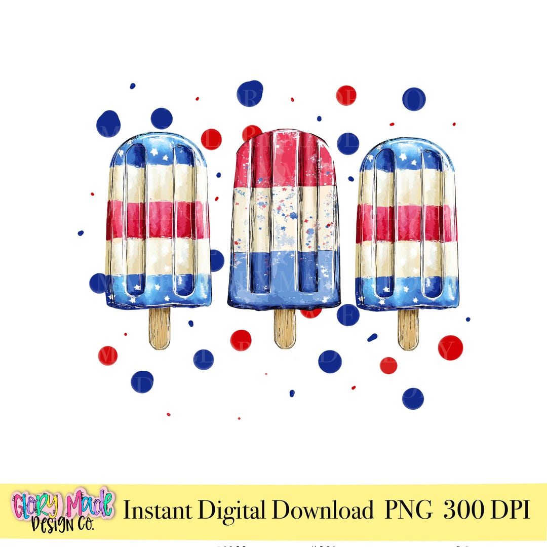 Patriotic Popsicle PNG, Red White Blue Popsicle Clipart, 4th of July ...