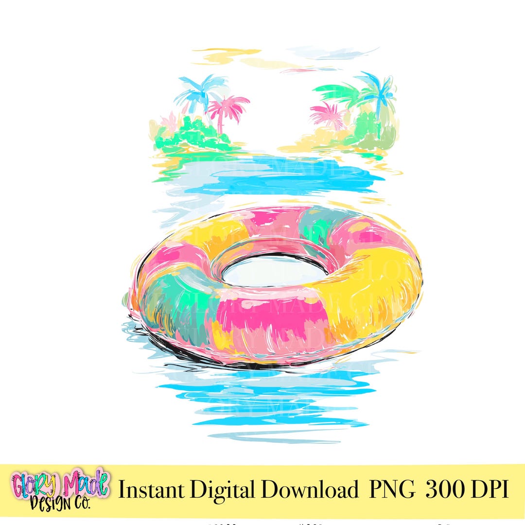 Pool Float PNG, Summer Floatie Clipart, Tropical Pool Scene, Beach ...