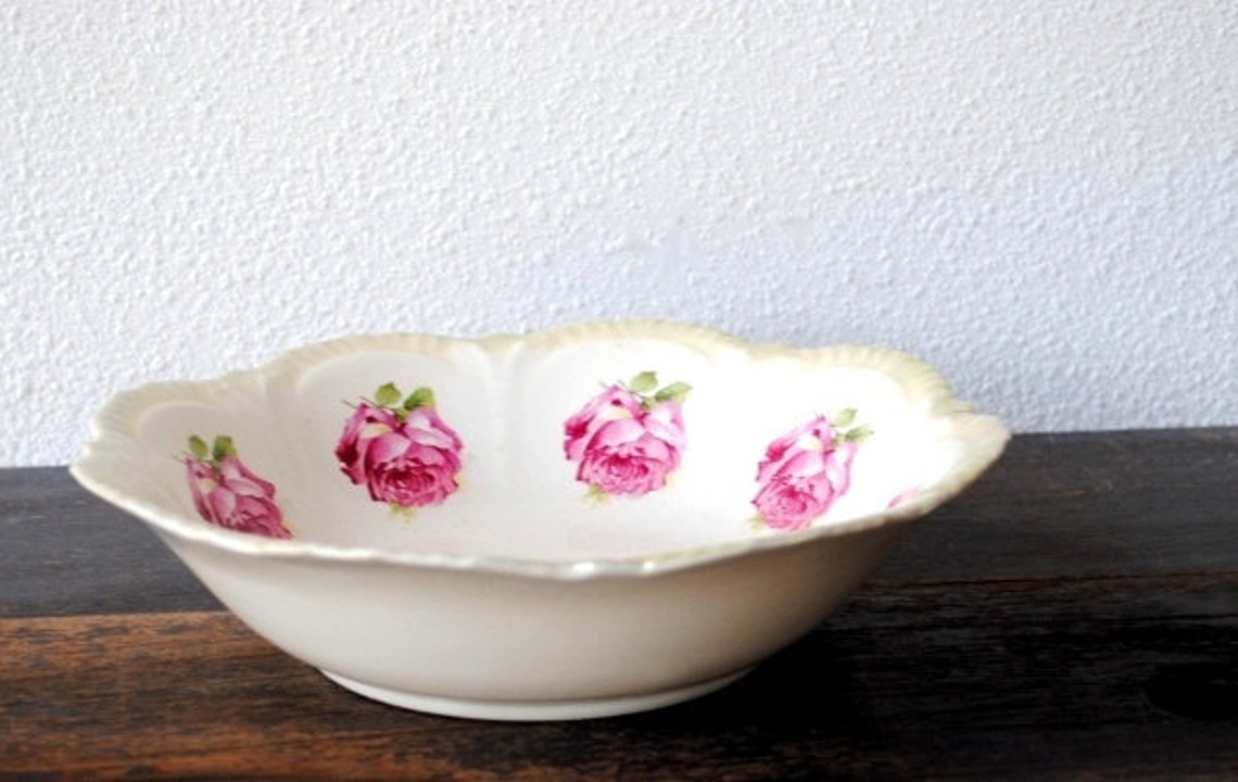 Steubenville Pink Rose China Bowl Antique Lusterware | Etsy