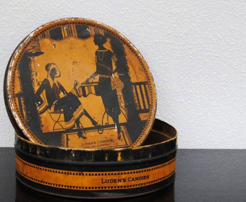 Rare Ludens Candy Tin 1920s Metal Art Deco Flapper - Etsy
