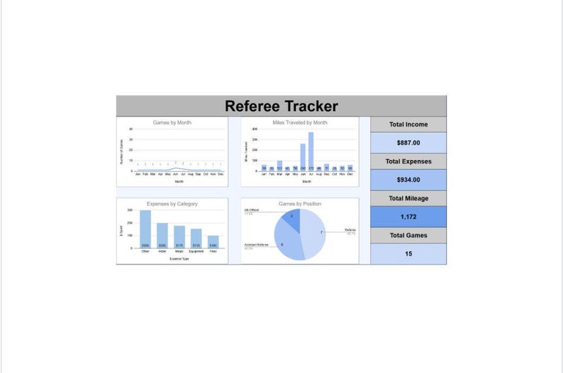 Referee Income and Game Tracking Template - Etsy