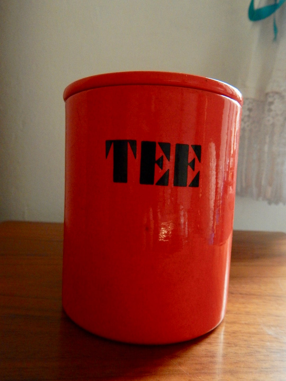 Vintage Tea Caddy - Ceramic - Red - 1970ies - Etsy