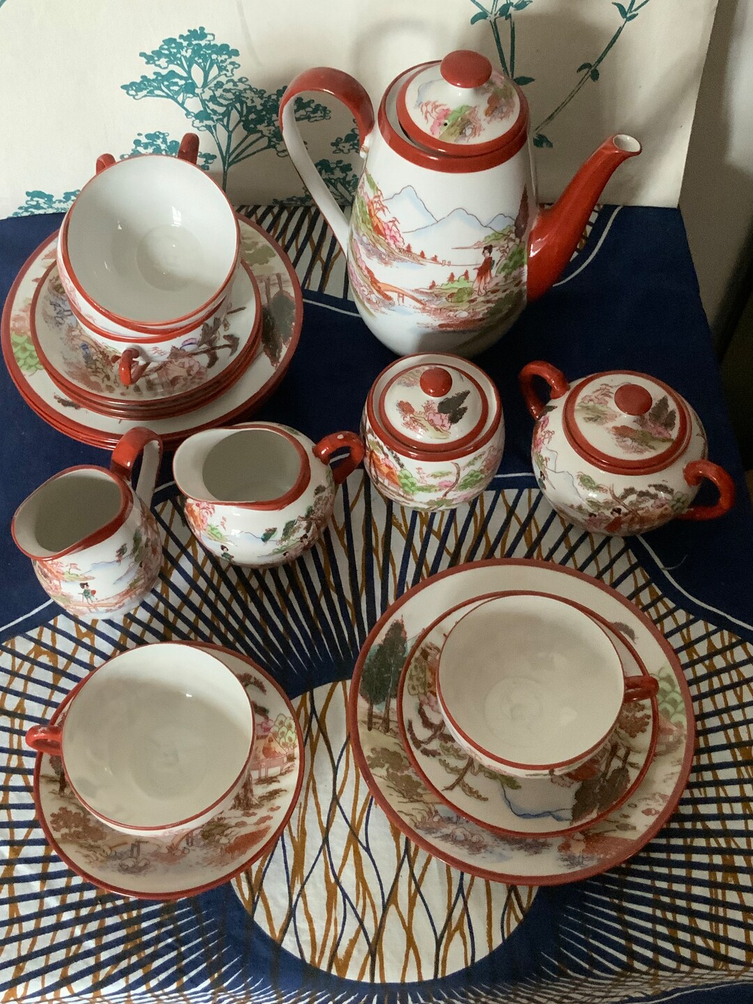 Japanese Tea Service Lithophania Geisha Porcelain, Eggshell 5 Place ...