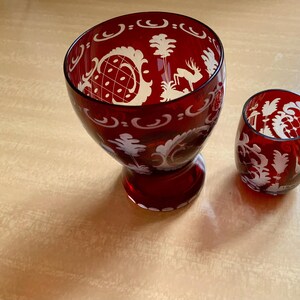 Bohemian Art Glass - Ruby Red Cut to Clear - Set of 12 - 6 Shot and 6 ...