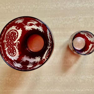 Bohemian Art Glass - Ruby Red Cut to Clear - Set of 12 - 6 Shot and 6 ...