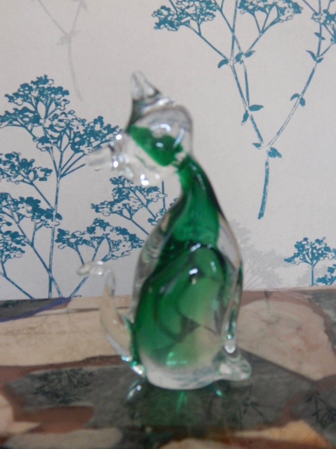 Cat Figurine - Murano Glass - Venetian Art Glass - Vintage - Green ...