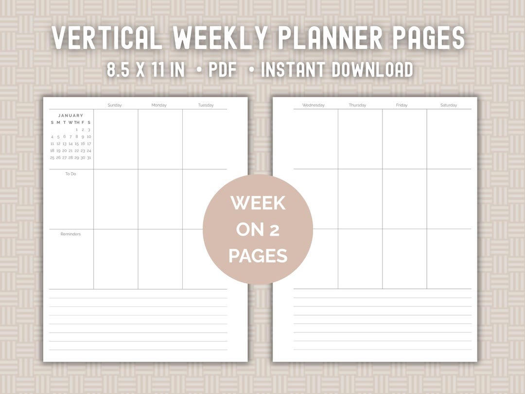 2026 Vertical Weekly Planner Printable • Minimalist Layout • Weekly ...