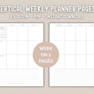 2026 Vertical Weekly Planner Printable • Minimalist Layout • Weekly Schedule Template • Instant ...