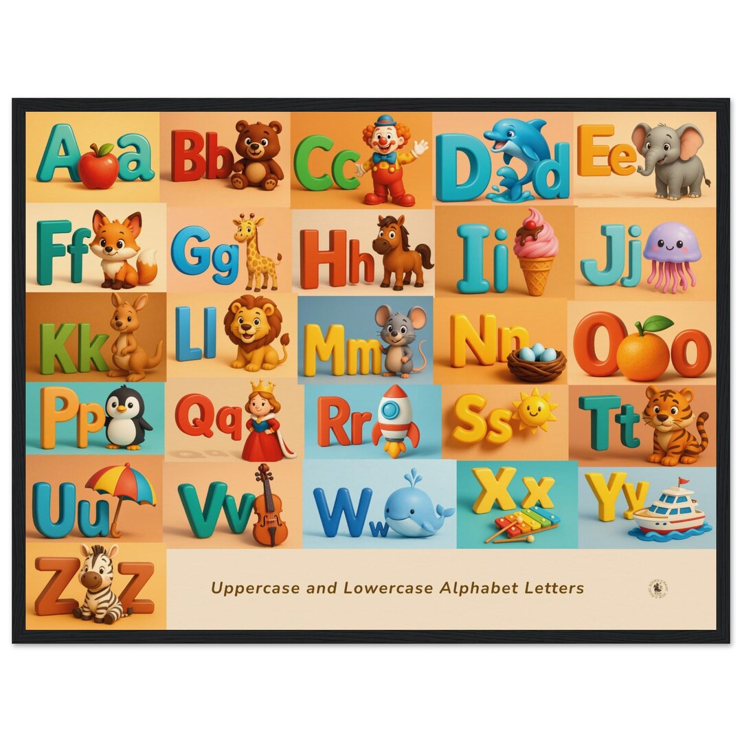 English Alphabet Poster for Kids – ABC Educational Wall Art, Modern 3D ...