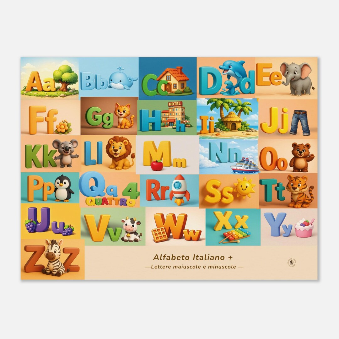 Italian Alphabet Poster for Kids – Alfabeto Italiano, ABC Educational ...