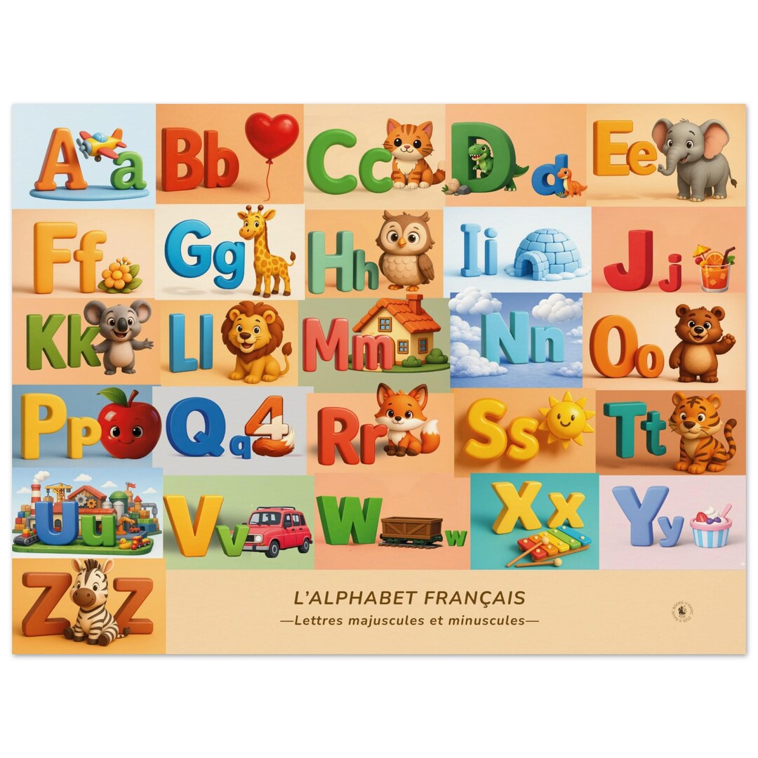 French Alphabet Poster for Kids – Abécédaire Français, ABC Educational ...
