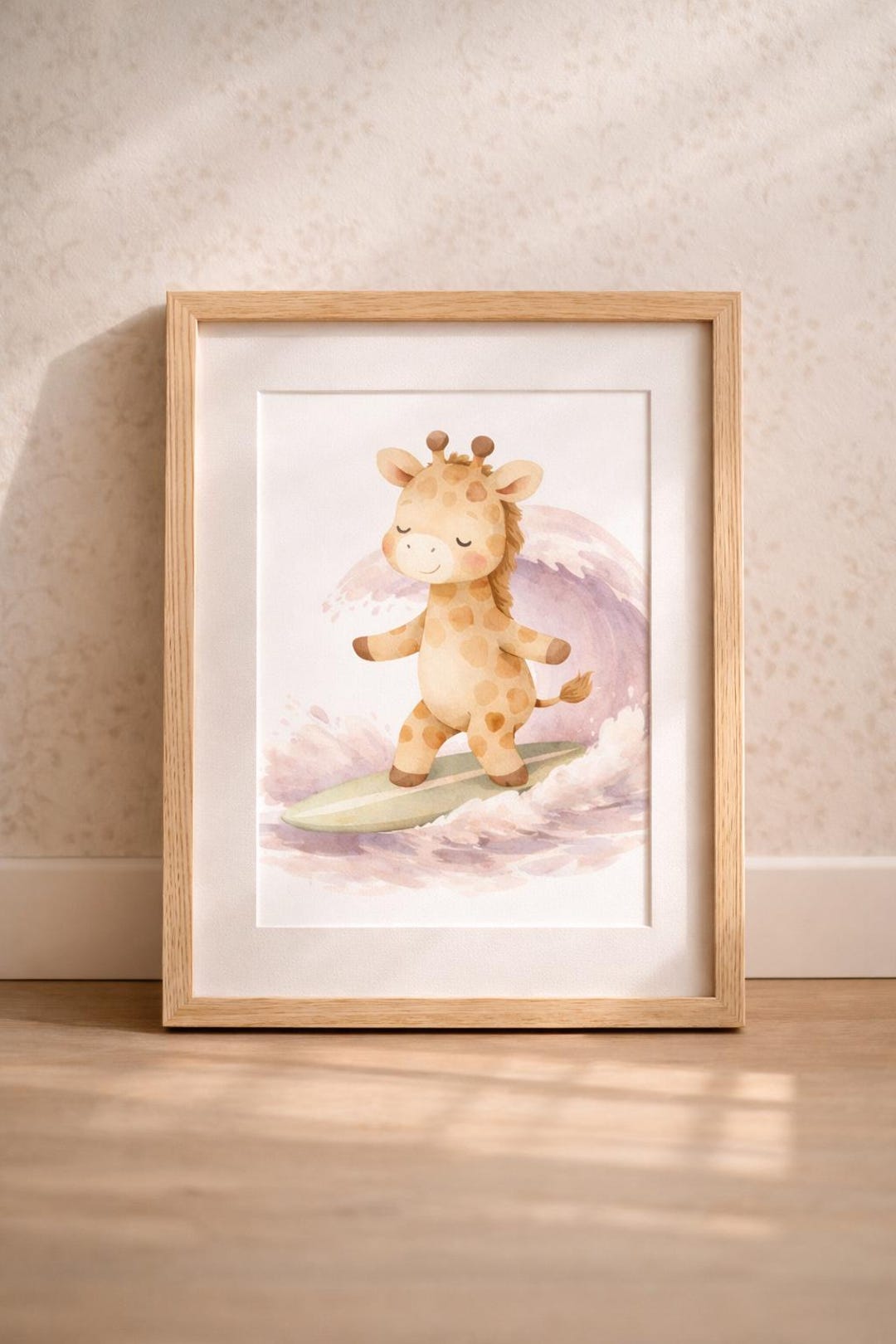 Surfing Giraffe Watercolor Print | Girl Nursery Wall Art - Etsy