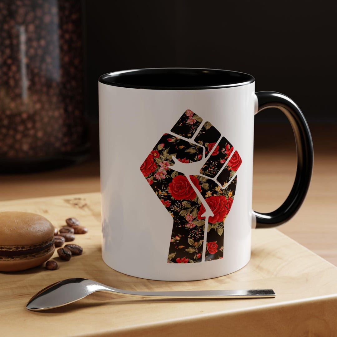 Girl Power Red Floral Mug | Accent Coffee Mug - Etsy