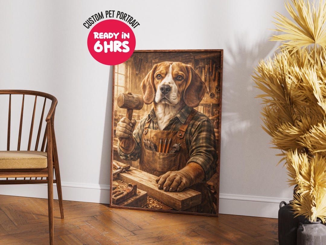 Custom Carpenter Dog Portrait | Rustic Pet Art (digital Download) - Etsy