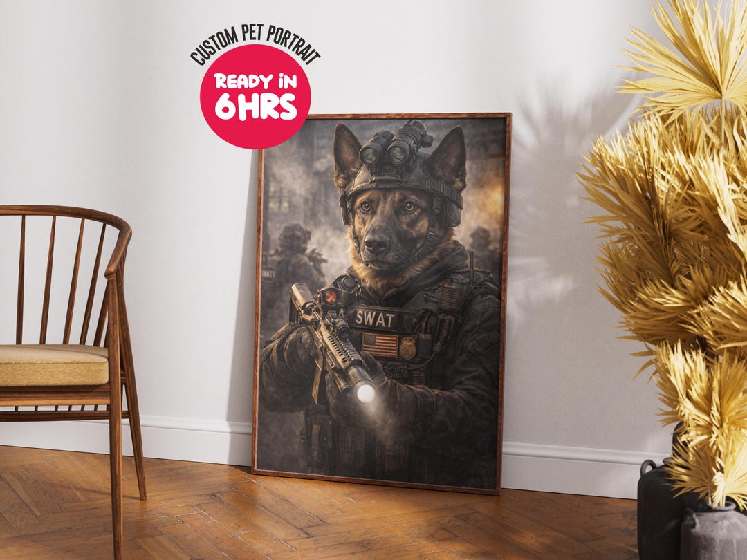 Custom SWAT Dog Portrait | Tactical Pet Art Gift (digital Download) - Etsy