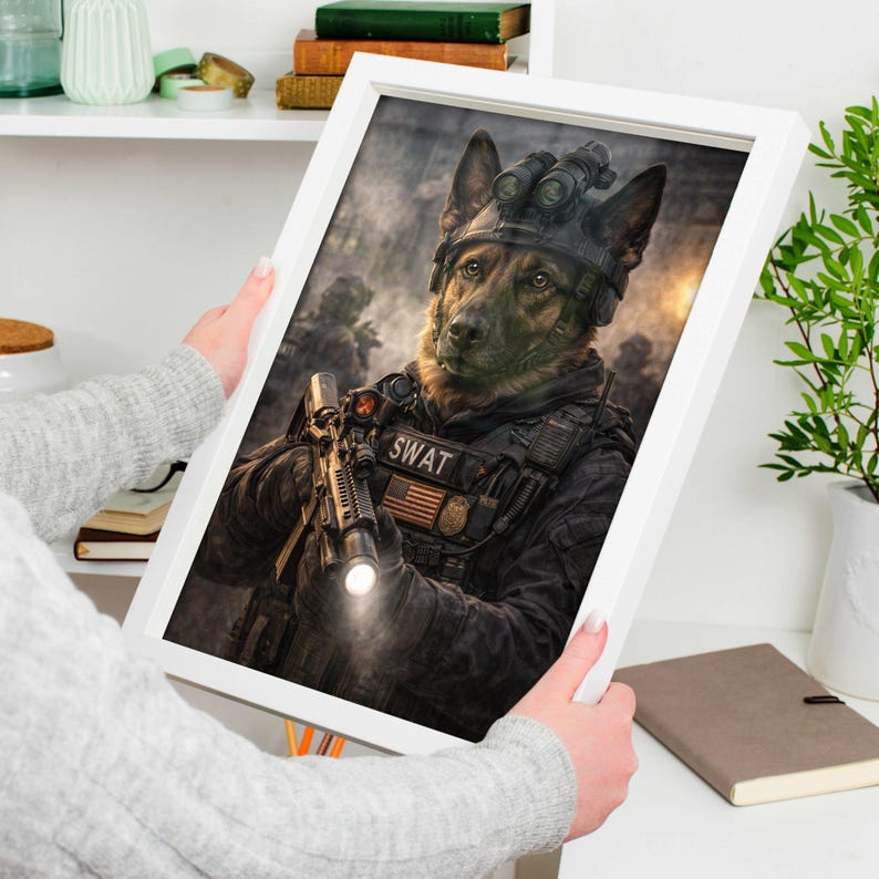 Custom SWAT Dog Portrait | Tactical Pet Art Gift (digital Download) - Etsy