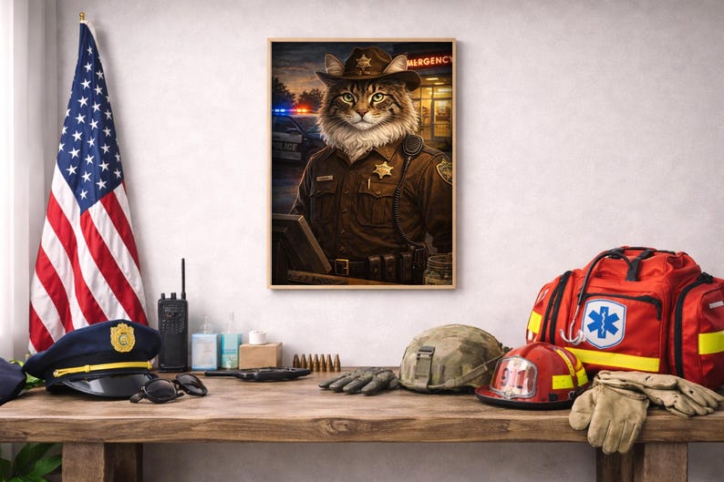 Custom Cat Hero Portrait Set | Police, Military, EMT (digital Download ...