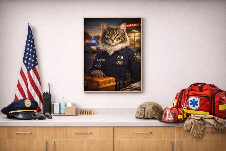 Custom Cat Hero Portrait Set | Police, Military, EMT (digital Download ...