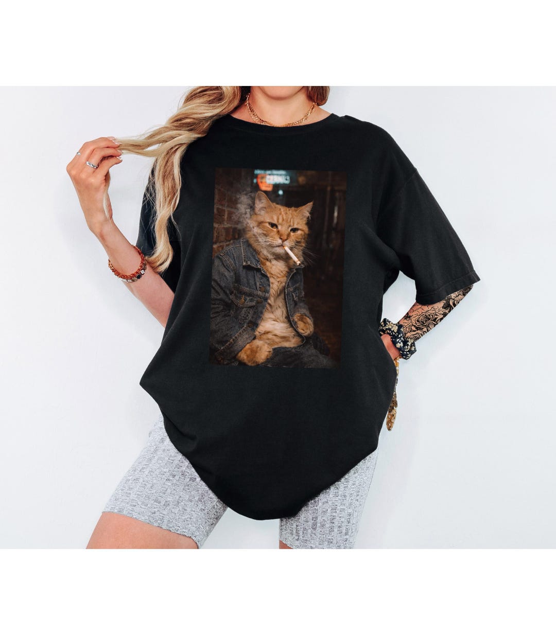 Funny Smoking Cat Meme Shirt Orange Cat Meme Cat Cigarette Meme ...