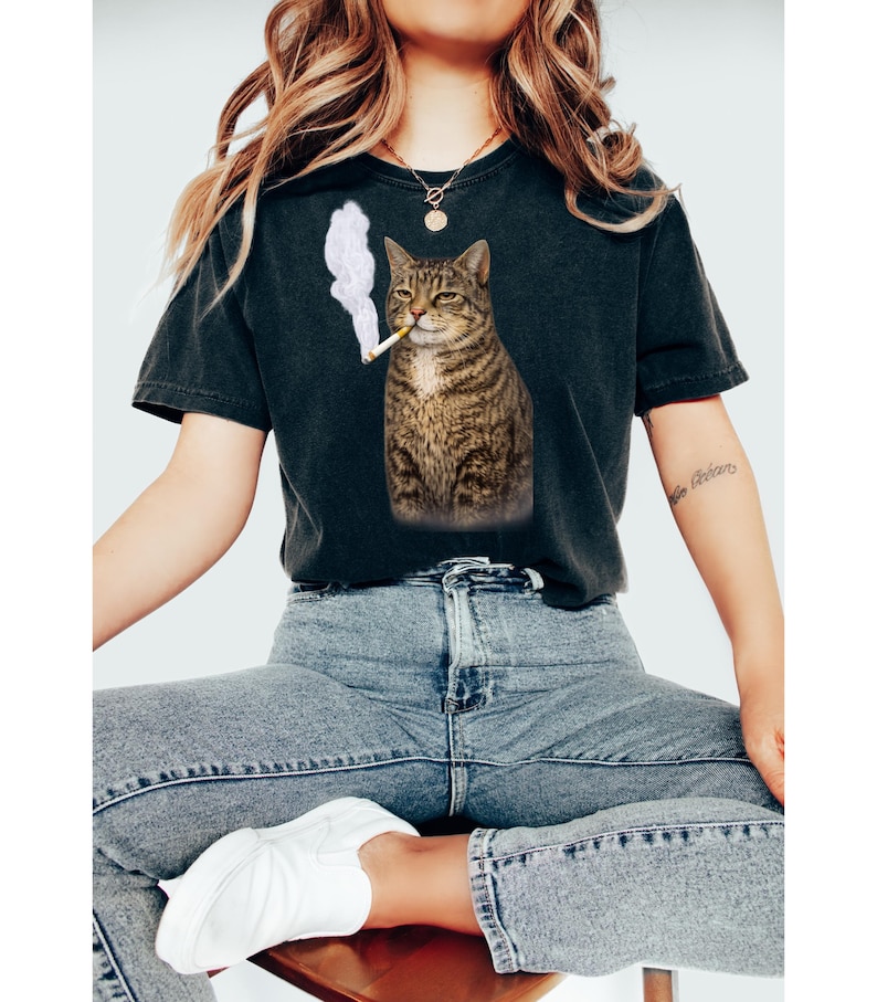 Funny Smoking Cat Meme Shirt Cat Cigarette Shirt Dank Meme Shirt Cursed ...