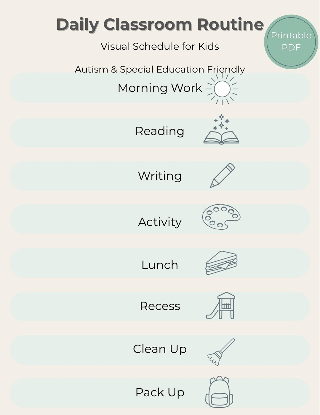Daily Classroom Routine Visual Schedule | Autism, Special Education ...