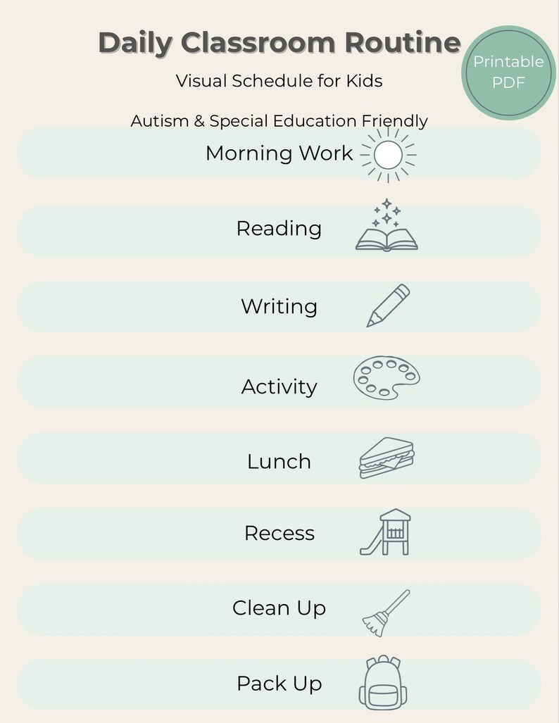 Daily Classroom Routine Visual Schedule | Autism, Special Education ...