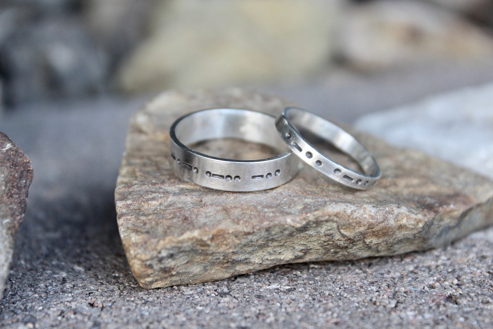 Couples Morse Code Rings Couple's Rings Initials Rings - Etsy