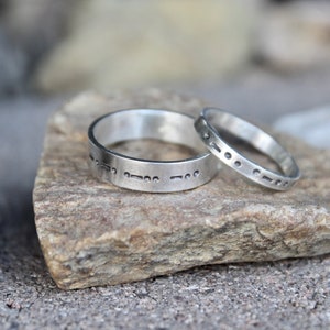 Couples Morse Code Rings, Couple's Rings, Initials Rings for Couples ...
