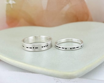 Custom Mors Code Diamond Ring in 14K Solid Gold/ Morse Code Name Ring ...