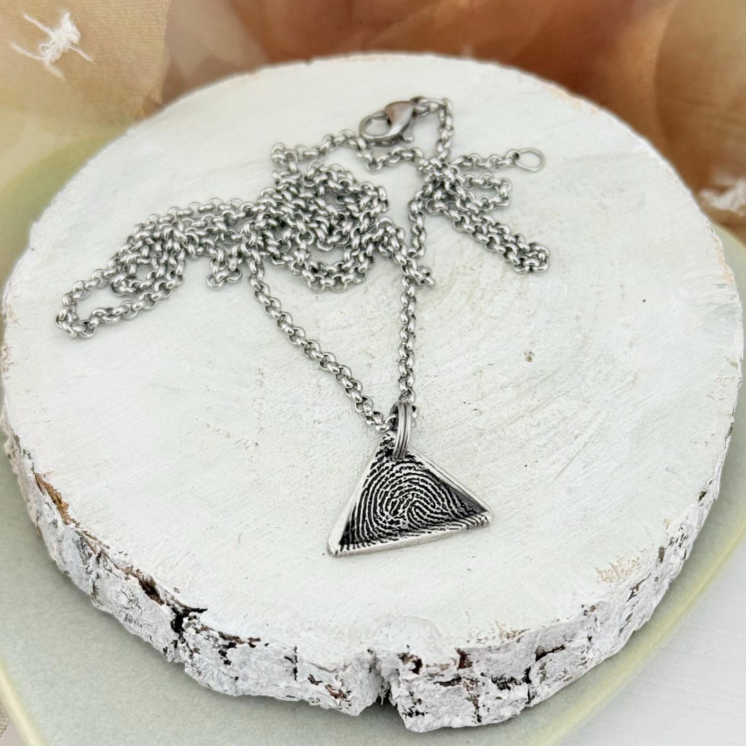 Triangle Shape Fingerprint Charm, Unique Geometry Jewelry for Loved One ...