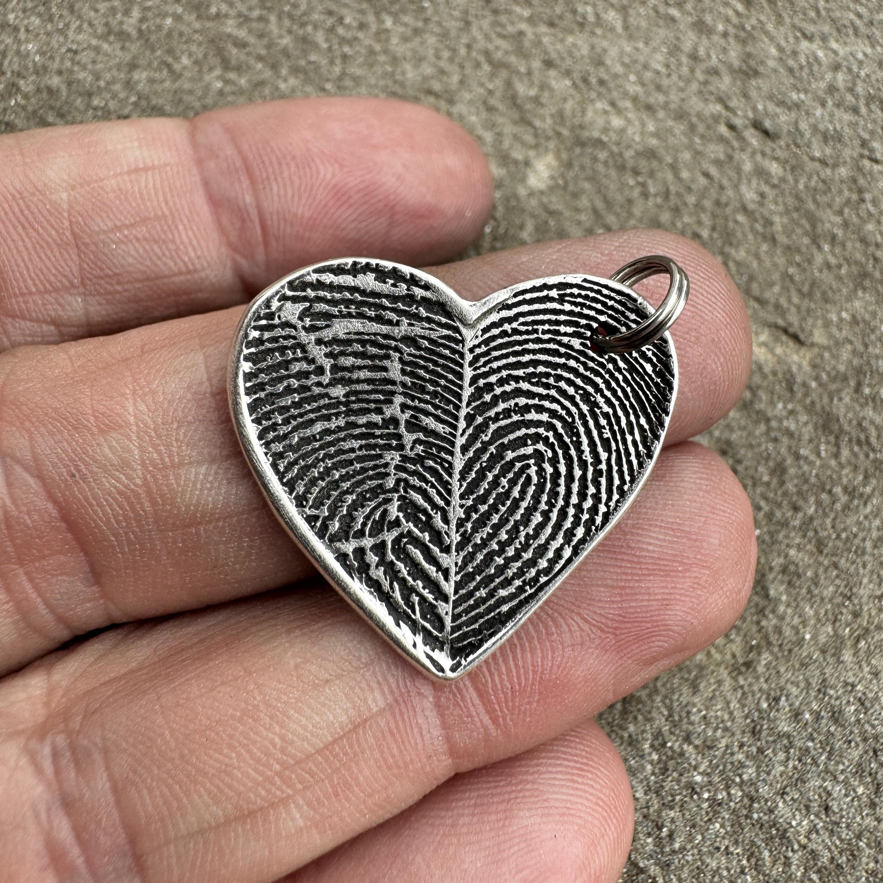 Fingerprint Jewelry Memorial Gift Thumbprint Heart Pair of Fingerprints Spouse Memorial Gift Heart Fingerprint Necklace Two Fingerprint Etsy