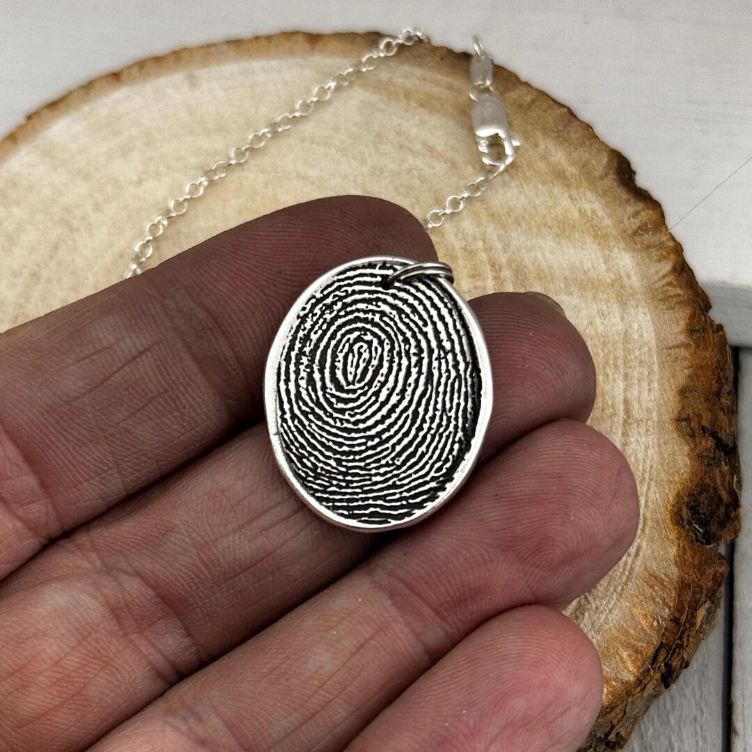 Rustic Thumbprint Necklace: Personalized Memorial Jewelry, Handwriting ...
