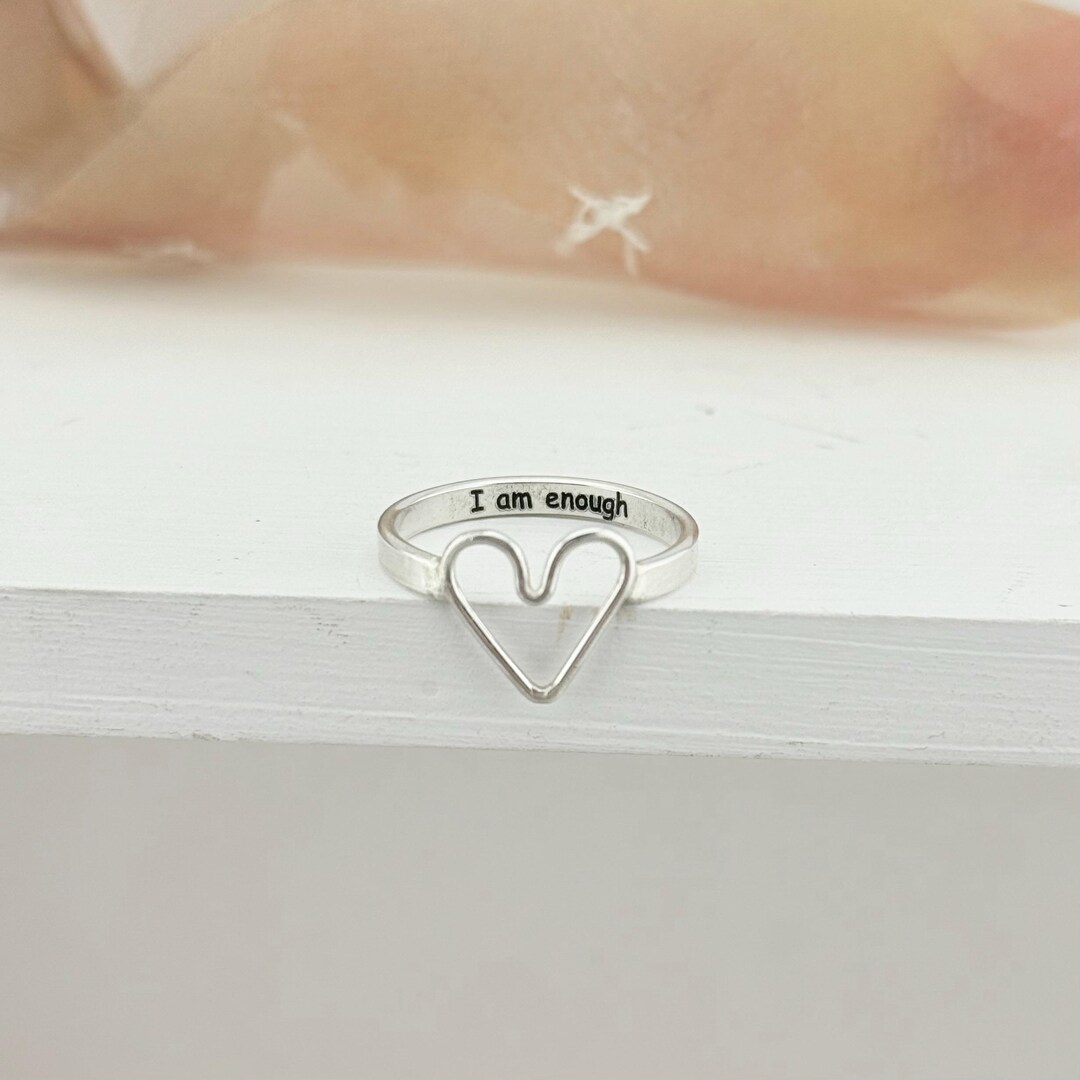 Sterling Silver I Am Enough Heart Ring: Inspirational Jewelry - Etsy