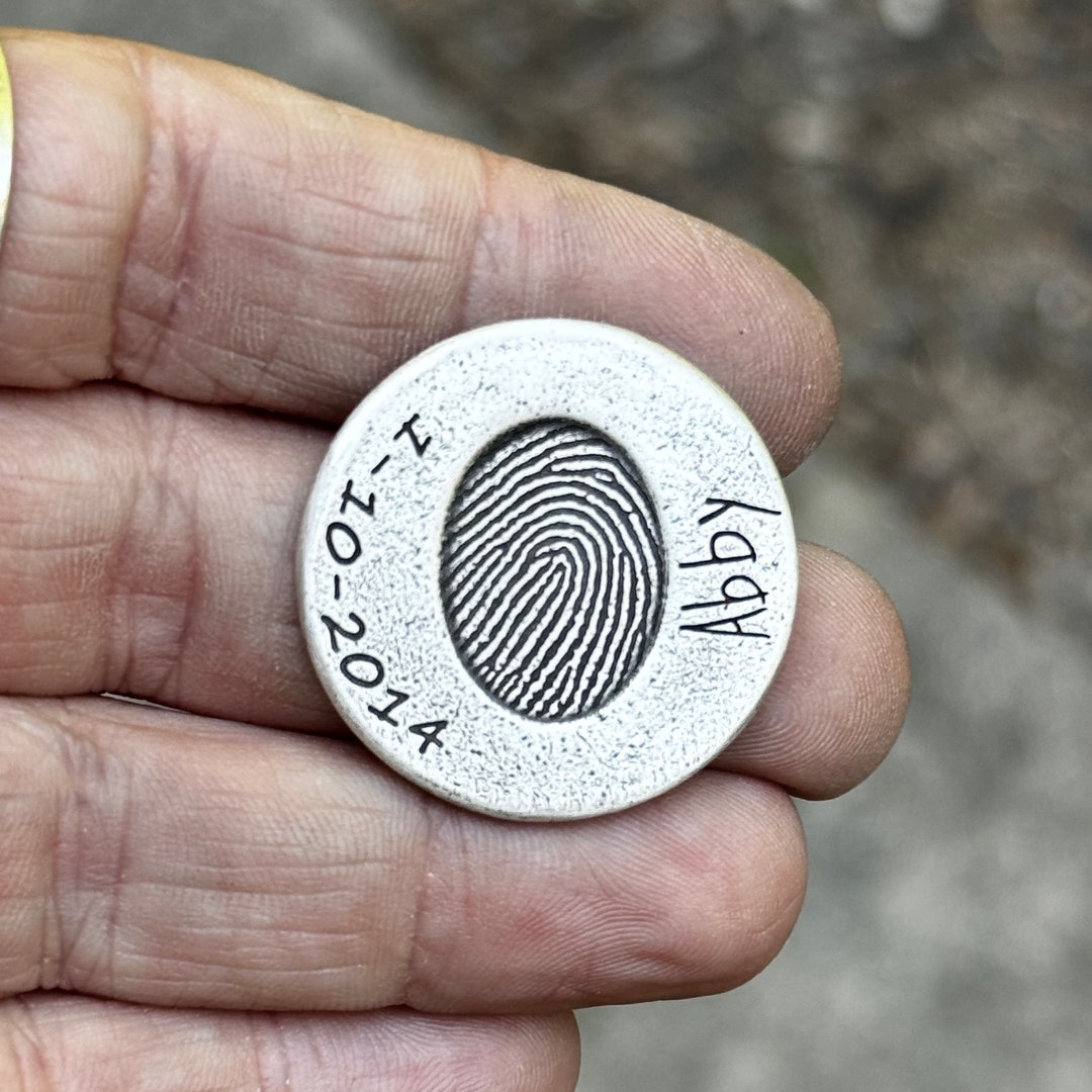 Personalized Fingerprint Silver Token: Custom Engraved Coin - Etsy