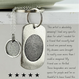 Fingerprint Keychain – Engraved Memorial Gift – Custom Silver Copper ...