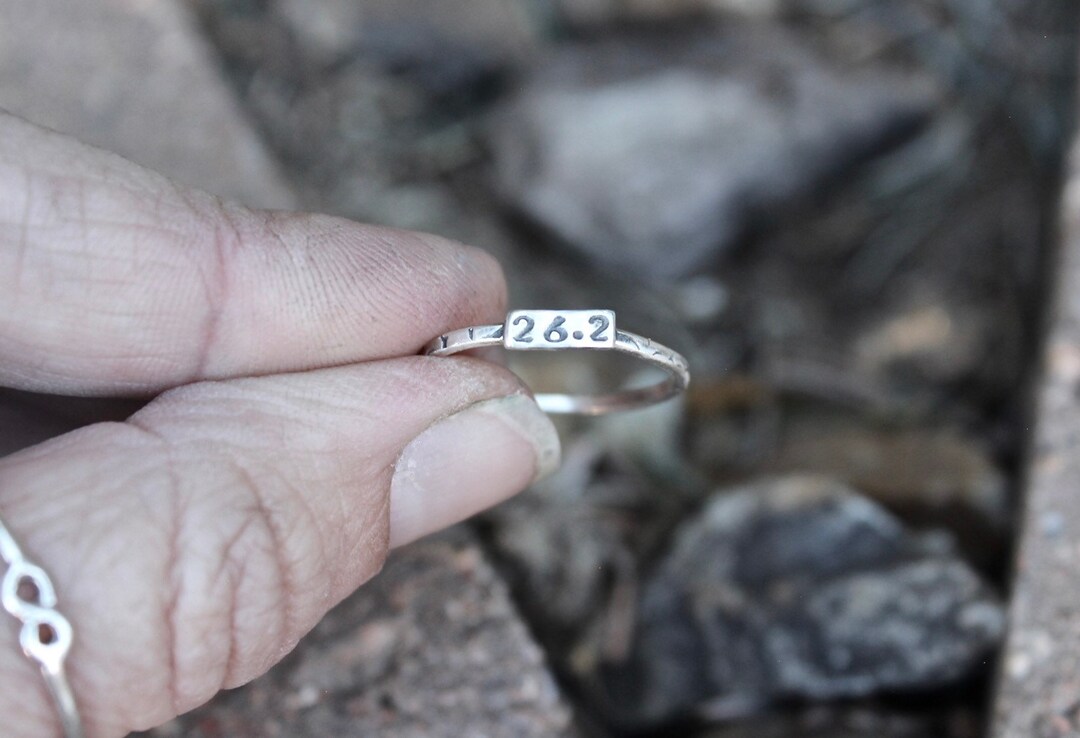 Marathon Ring, Rings for Runners, Solid Sterling Silver Stackable ...