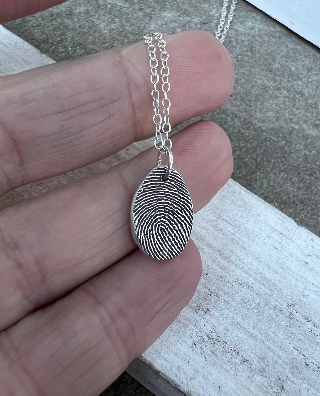 Personalized Fingerprint Teardrop Pendant: Solid Silver Keepsake ...