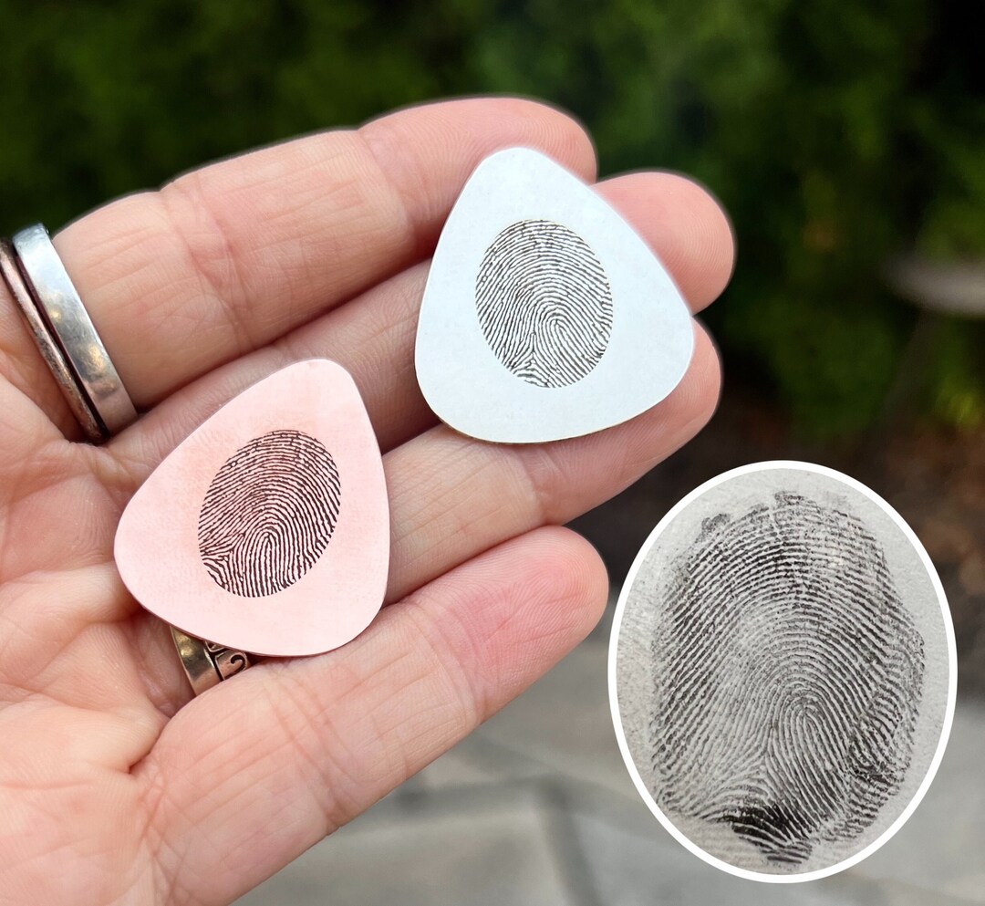 Fingerprint Guitar Pick: Sterling Silver Musician Gift - Etsy