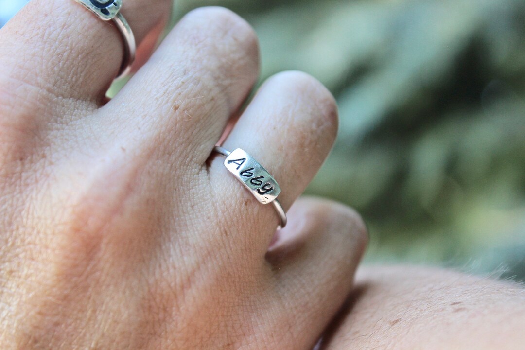 Stacking Name Rings, Personalized Gift for Mom, Solid Sterling Silver ...