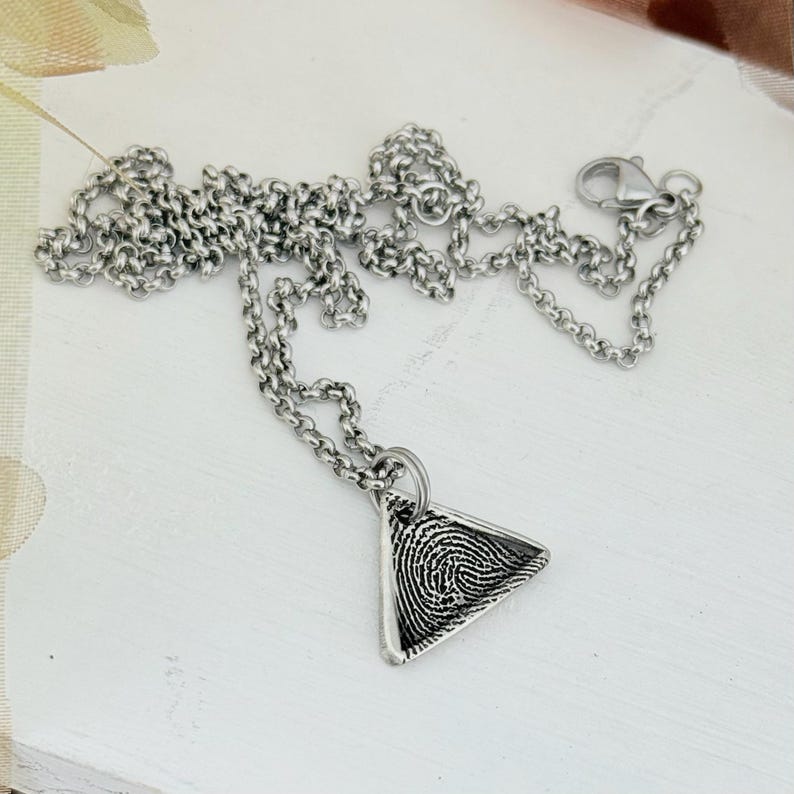 Triangle Shape Fingerprint Charm, Unique Geometry Jewelry for Loved One ...