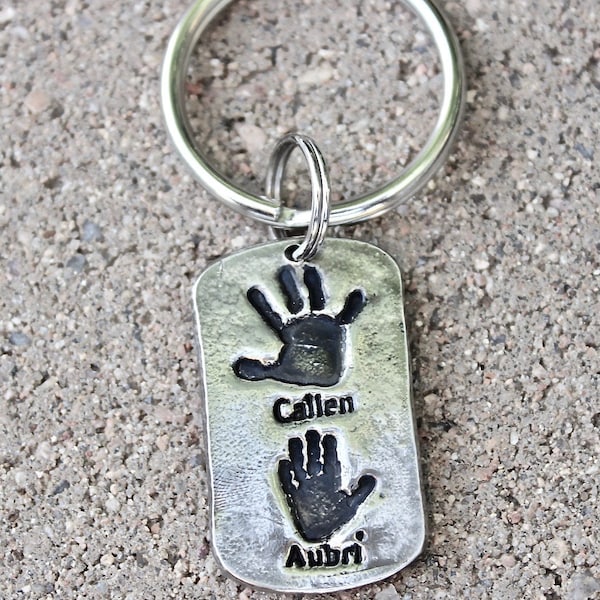 Handprint Keychain - Etsy