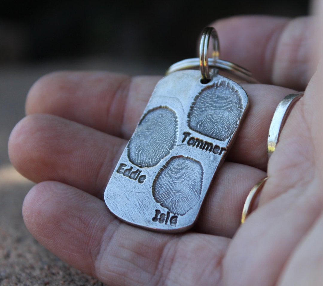 Fingerprint Keychain, Father's Day Gift, Multiple Fingerprint Key Chain ...
