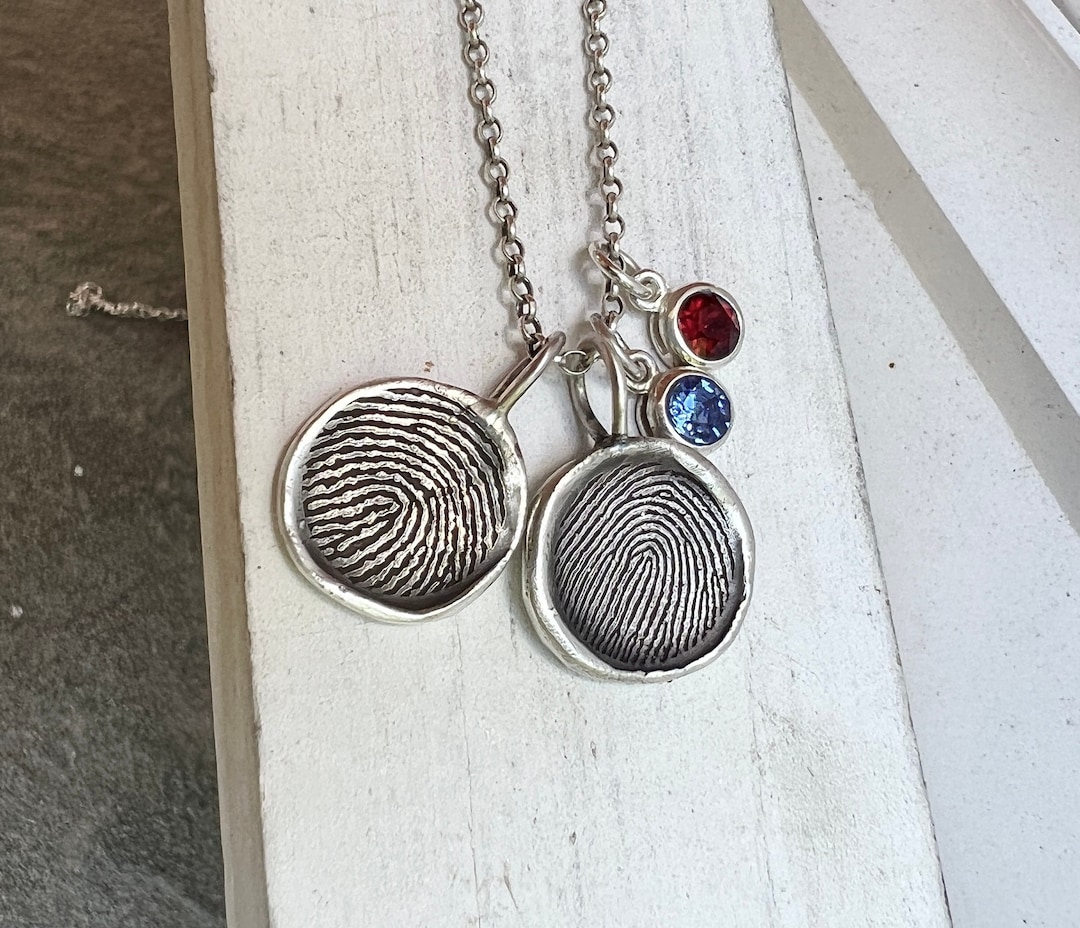 Handmade Fingerprint Charm: Rustic Silver Keepsake With Optional ...
