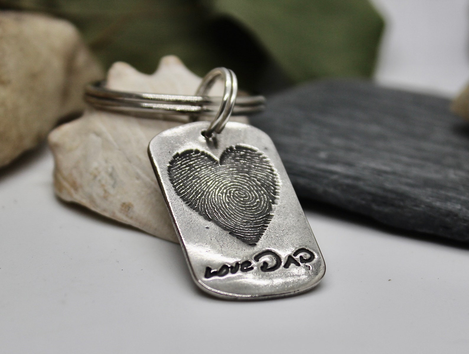 Handwriting and Fingerprint Keychain, Fingerprint Heart Keychain, Heart ...