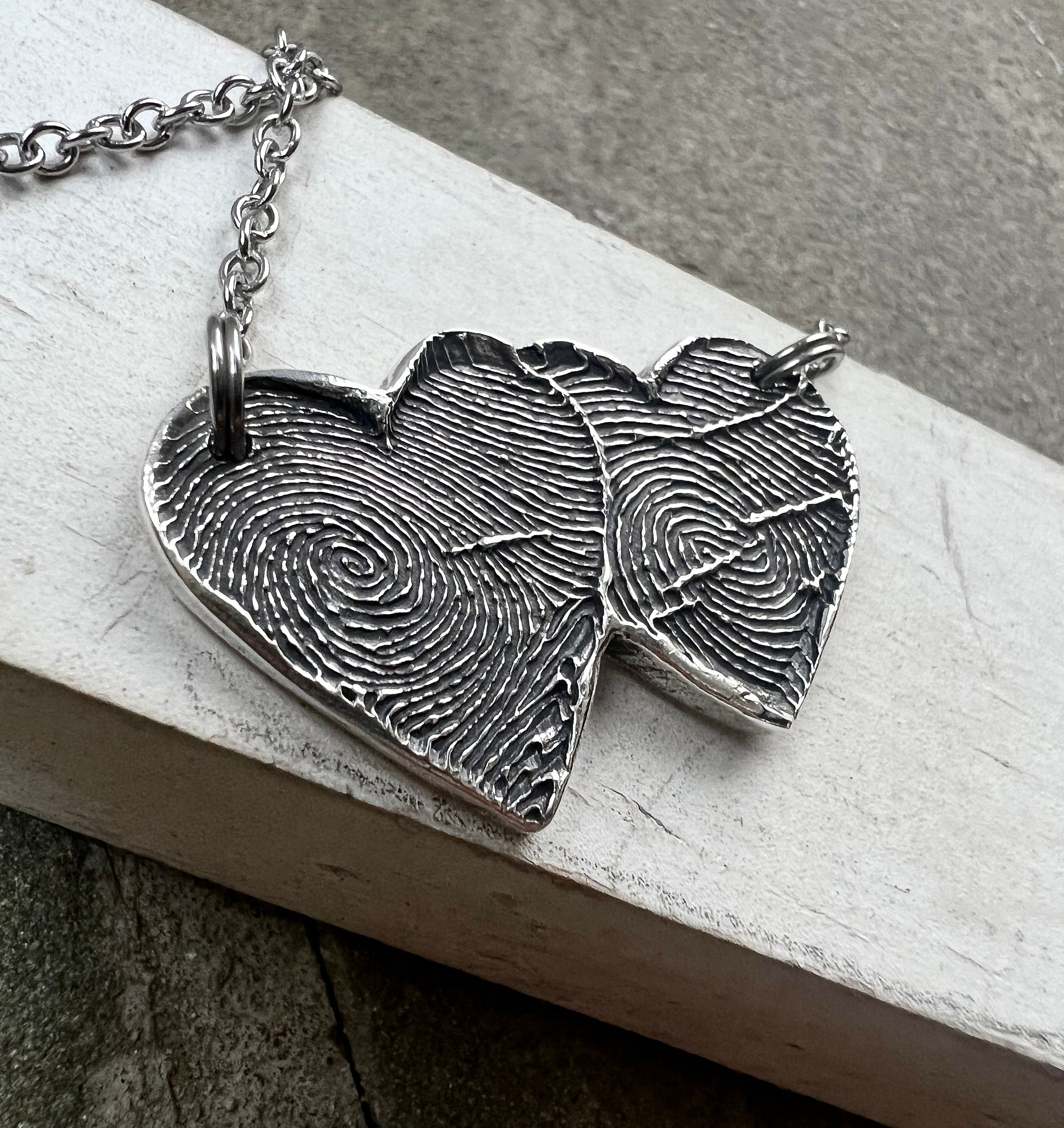 Fingerprint Necklace Two Overlapping Heart Fingerprints - Etsy Singapore