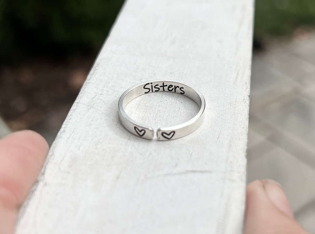 Adjustable Sterling Silver Sister Ring: Engraved Heart Jewelry - Etsy