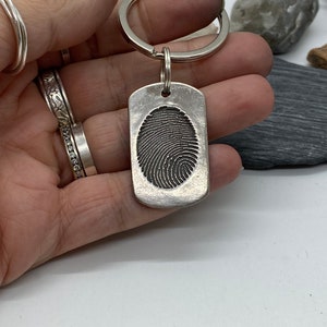 Fingerprint Keychain – Engraved Memorial Gift – Custom Silver Copper ...