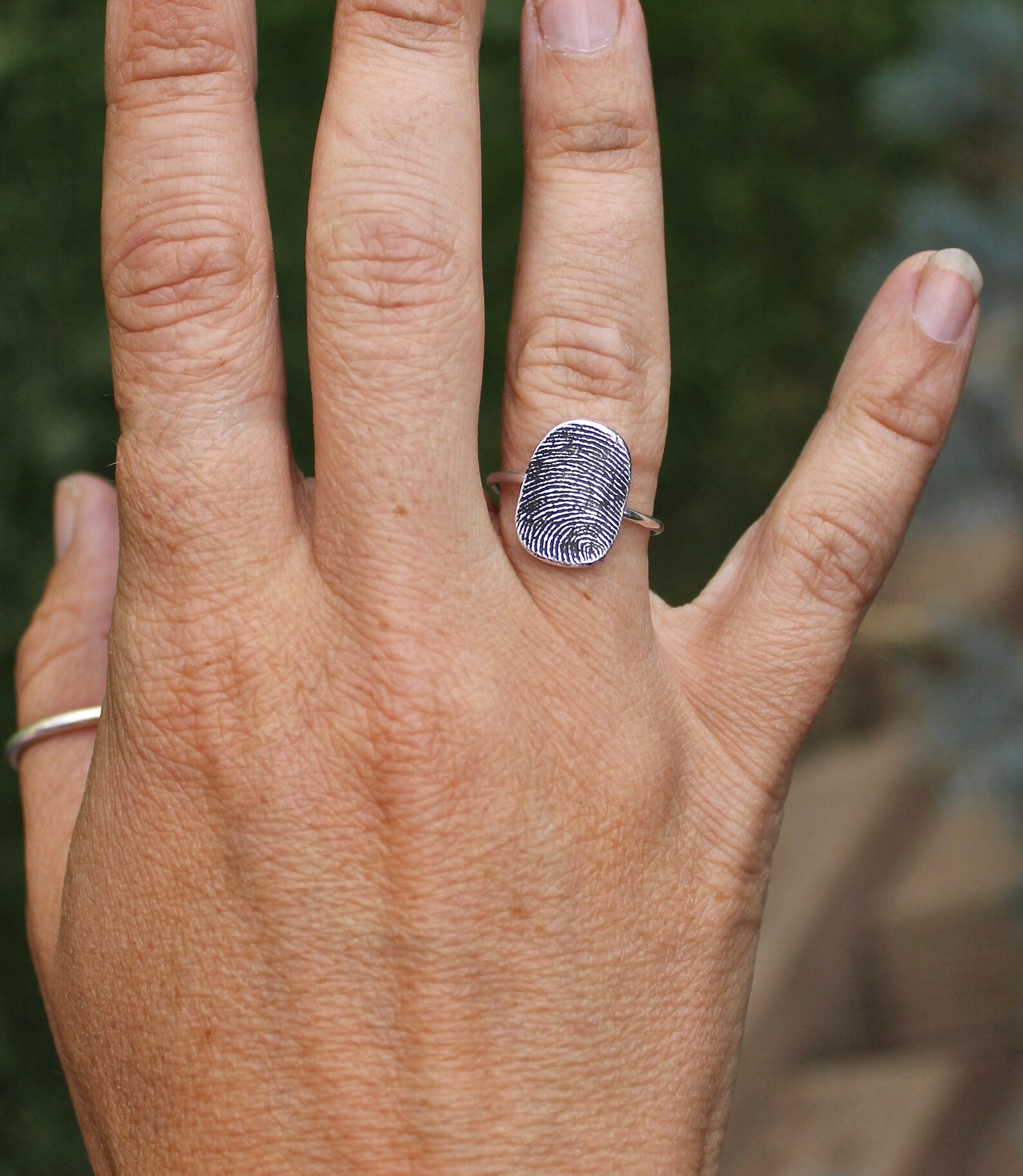 Oval Fingerprint Ring Sterling Silver Band Image of a | Etsy